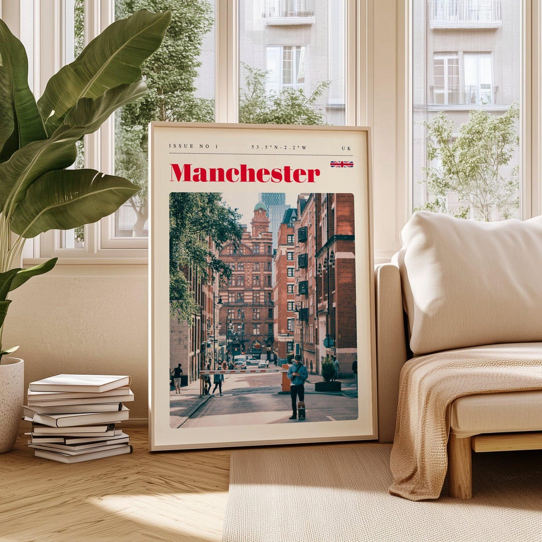 Manchester UK Travel Poster: Retro City Wall Art (digital Download) - Etsy