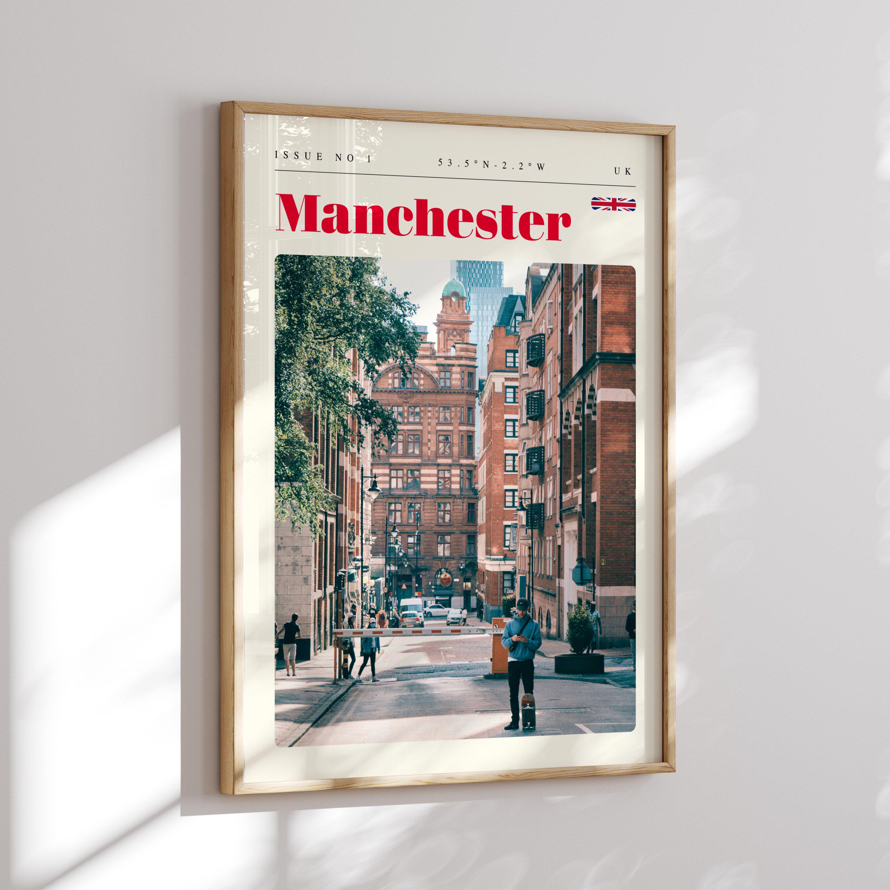 Manchester UK Travel Poster: Retro City Wall Art (digital Download) - Etsy