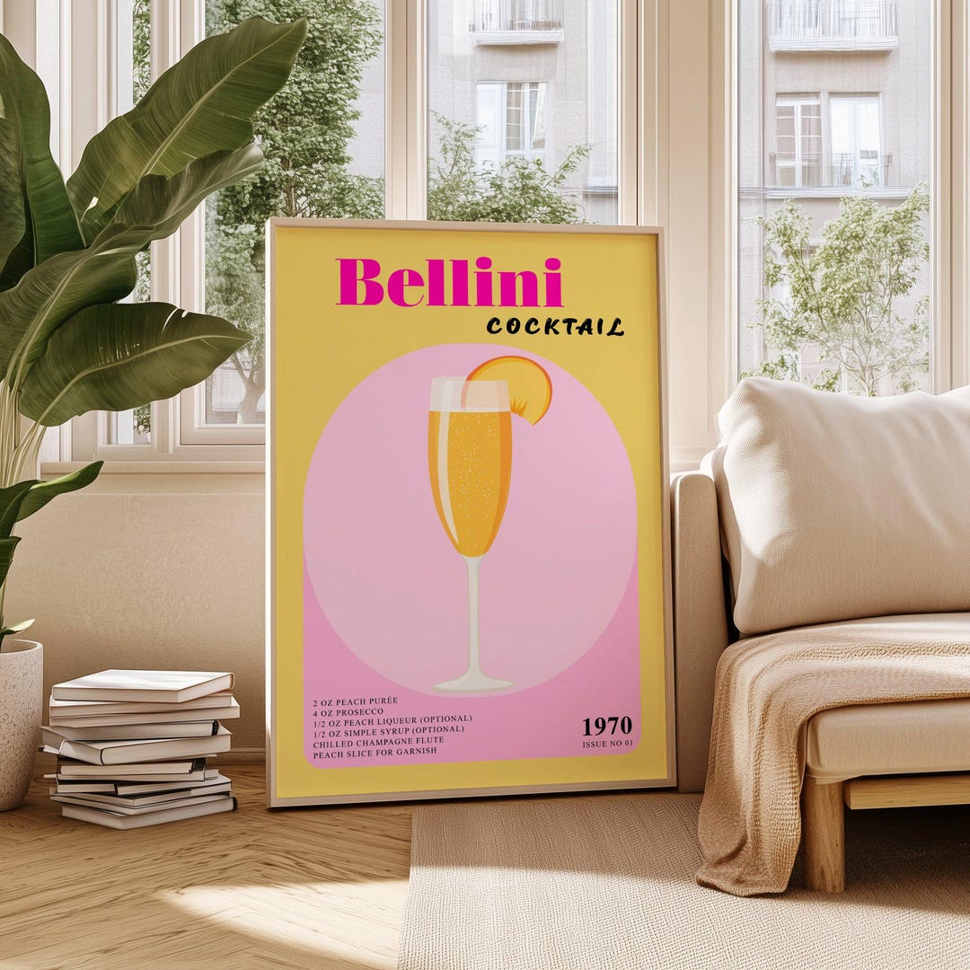 Bellini Poster, Cocktail Cocktail Art, Bar Decor Print, Modern Wall Art ...