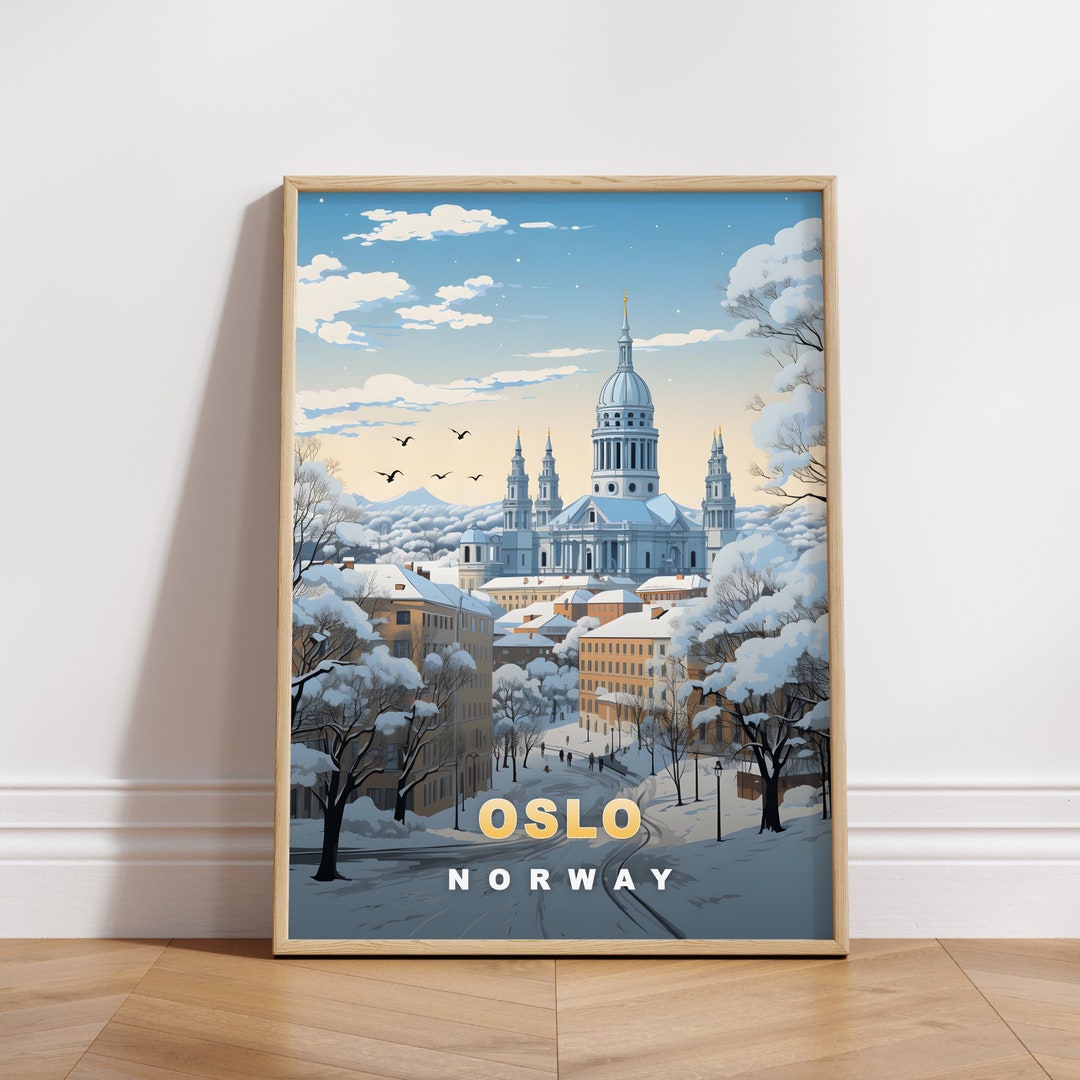 Oslo Travel Poster, Norway Digital Print, Retro Wall Art, Printable ...