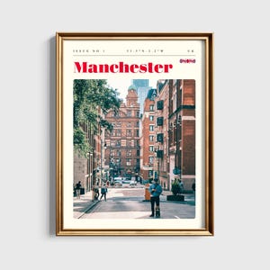 Manchester UK Travel Poster: Retro City Wall Art (digital Download) - Etsy