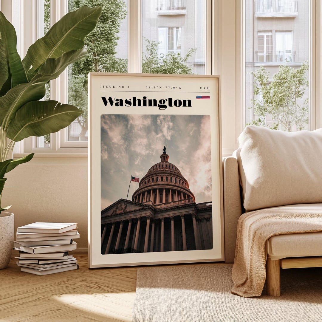 Washington DC Travel Poster: Retro USA Capitol Art (digital Download ...