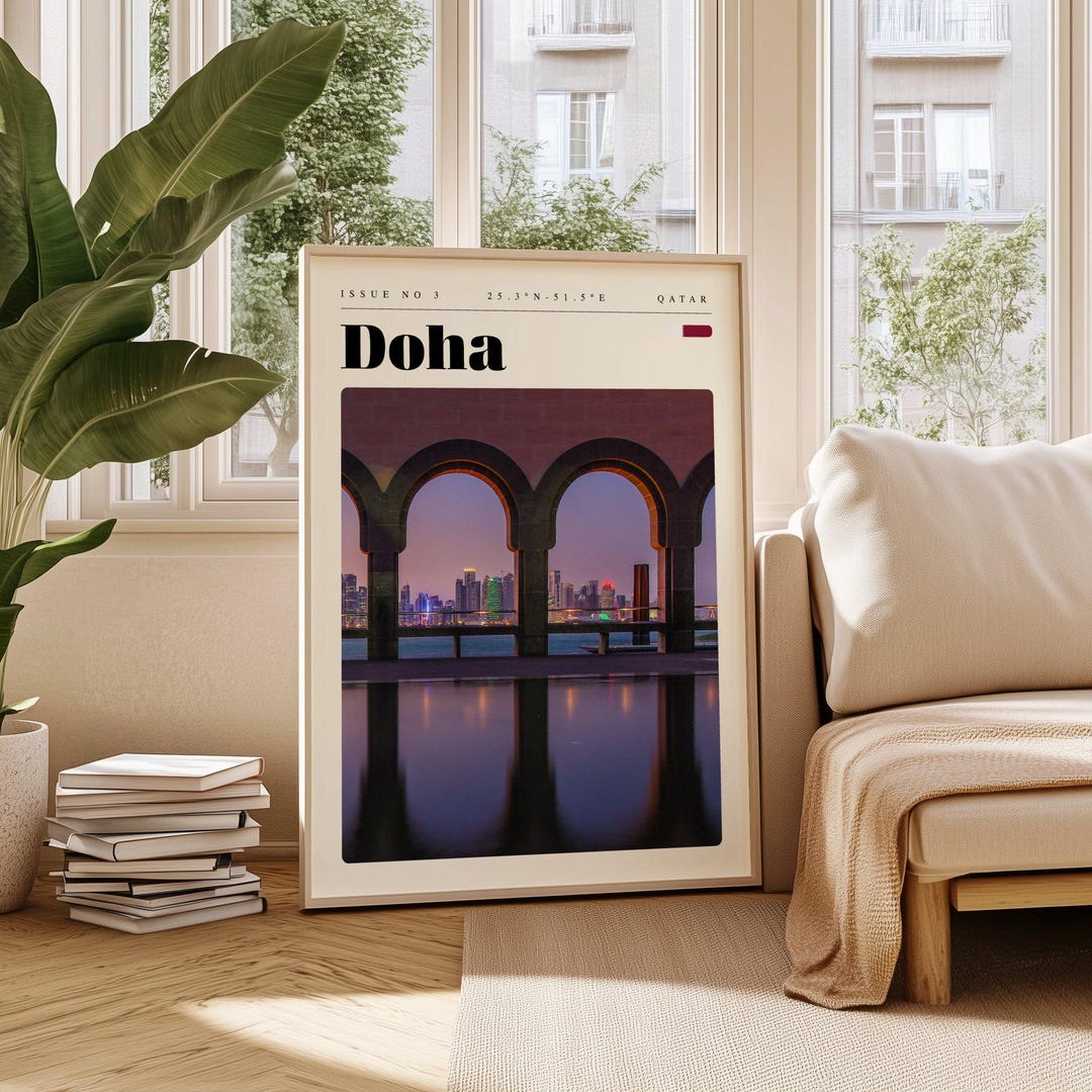 Doha Qatar Travel Poster: Retro City Wall Art (digital Download) - Etsy