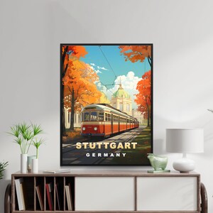 Stuttgart Travel Poster, Germany Digital Print, Retro Wall Art ...
