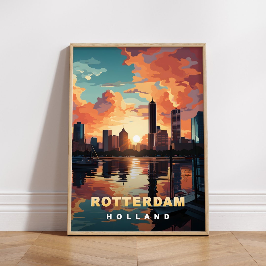 Rotterdam Skyline Poster: Retro Holland Travel Print (digital Download ...