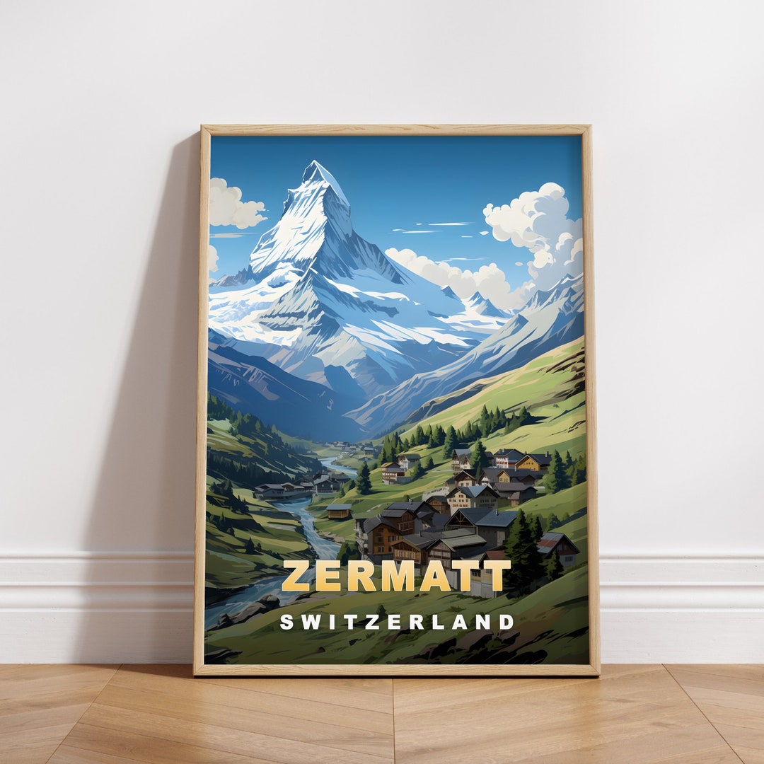 Zermatt Switzerland Travel Poster: Retro Wall Art (digital Download) - Etsy
