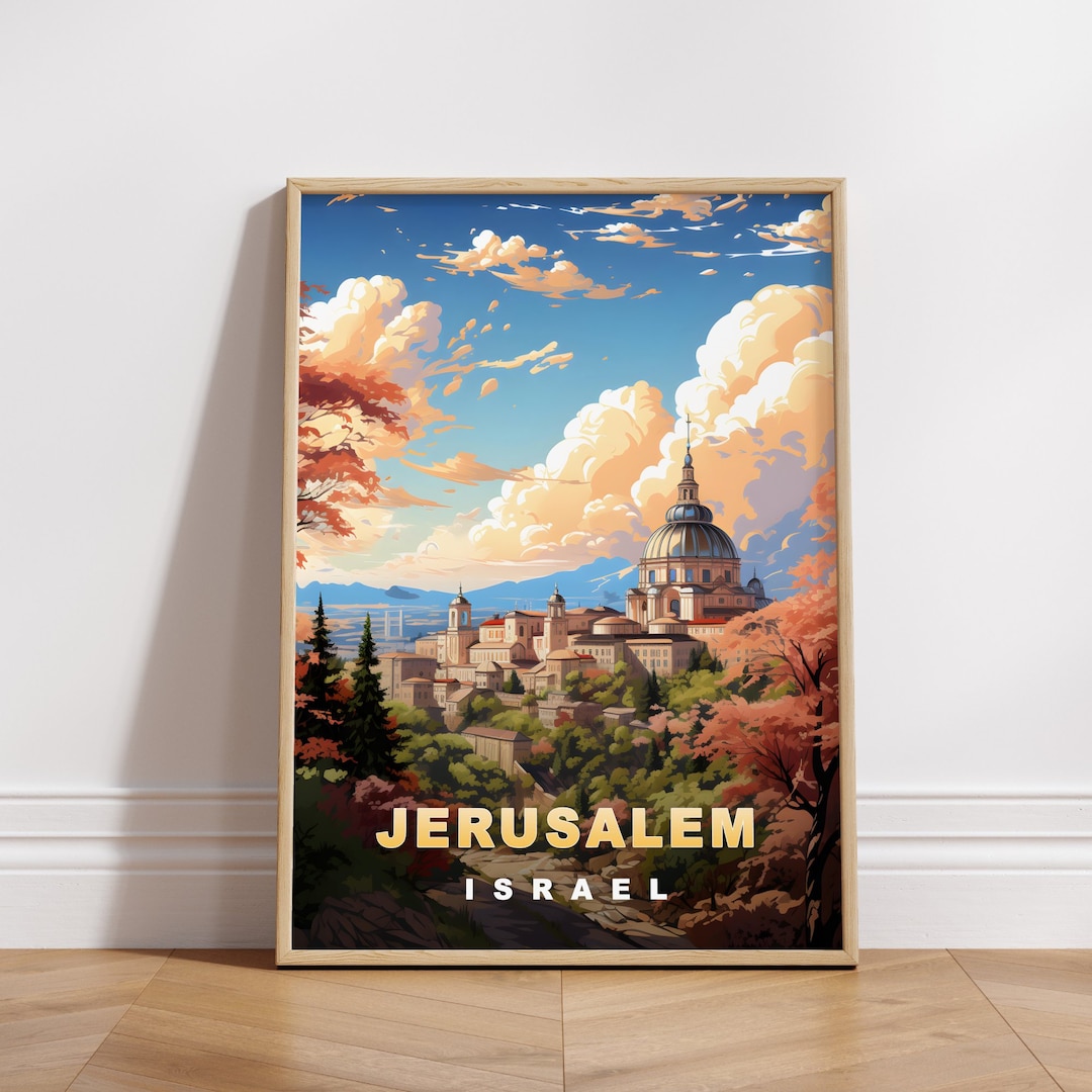 Jerusalem Israel Travel Poster: Retro Middle East Wall Art (digital ...