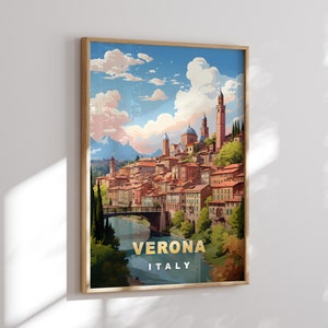 Verona Italy Travel Poster: Retro Europe Wall Art (digital Download) - Etsy