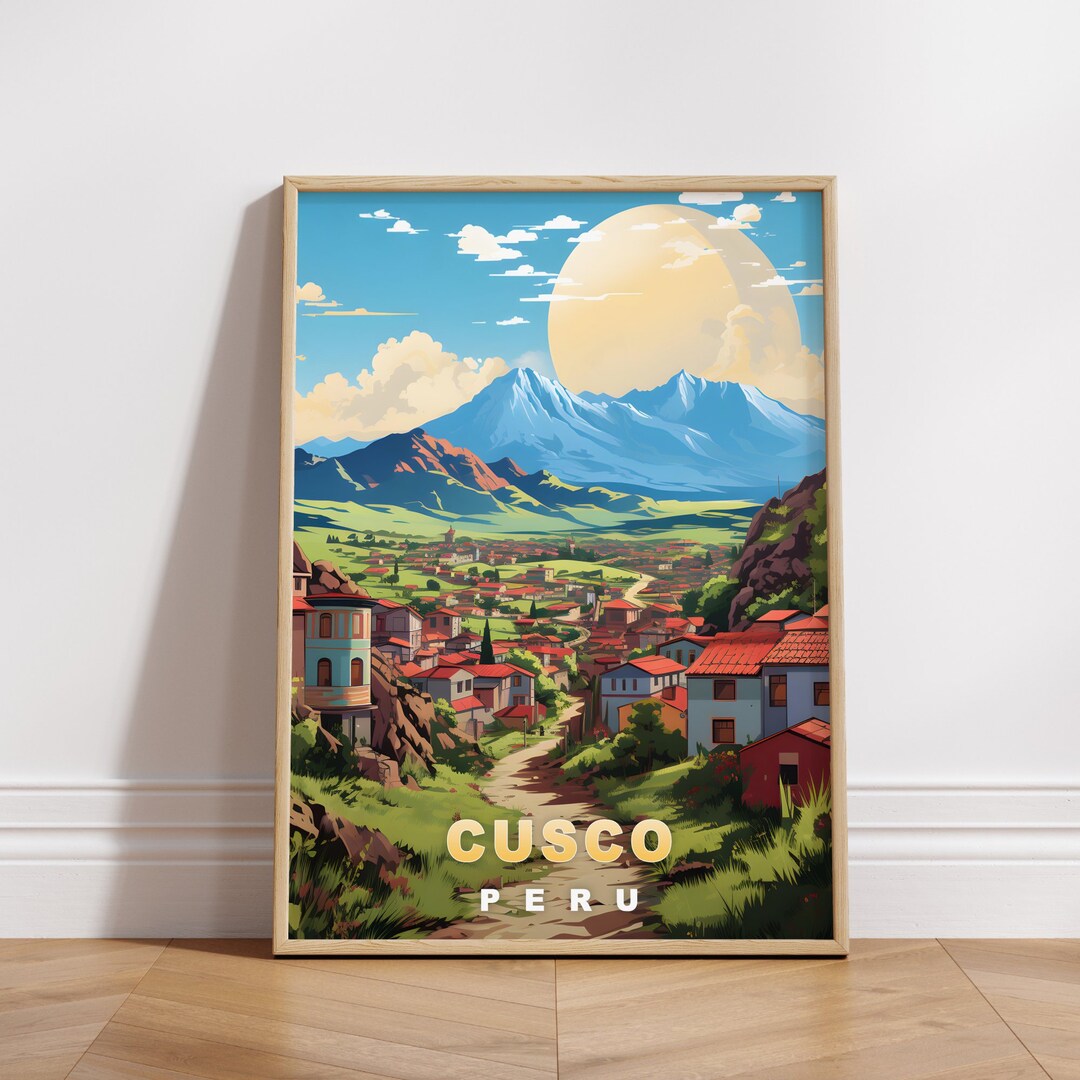 Cusco Peru Travel Poster: Retro South America Wall Art (digital ...