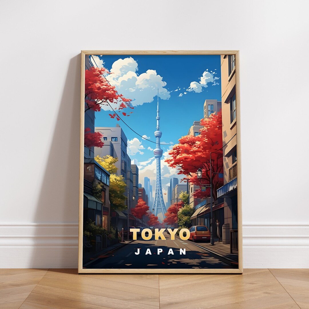 Tokyo Travel Poster, Japan Digital Print, Retro Wall Art, Printable ...
