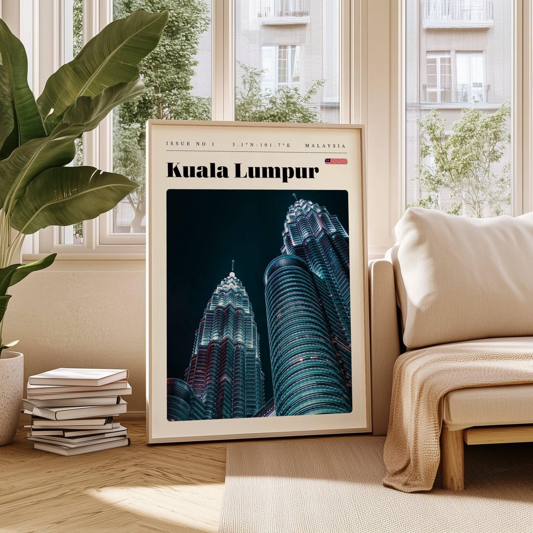 Kuala Lumpur Travel Poster, Malaysia Digital Print, Modern Wall Art ...