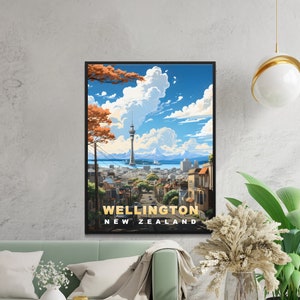 Wellington New Zealand Travel Poster: Retro City Art (digital Download ...