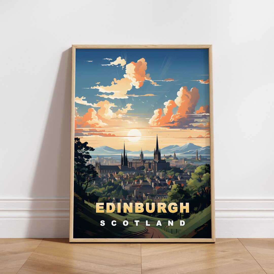 Edinburgh Scotland Travel Poster: Retro City Wall Art (digital Download ...