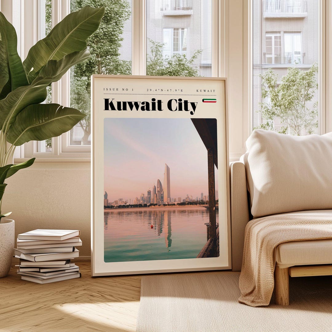 Kuwait City Travel Poster: Retro Asian Wall Art (digital Download) - Etsy