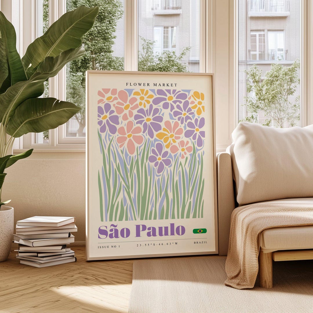 Sao Paulo Flower Market, Brazil Floral Art, Modern Wall Art, Printable ...