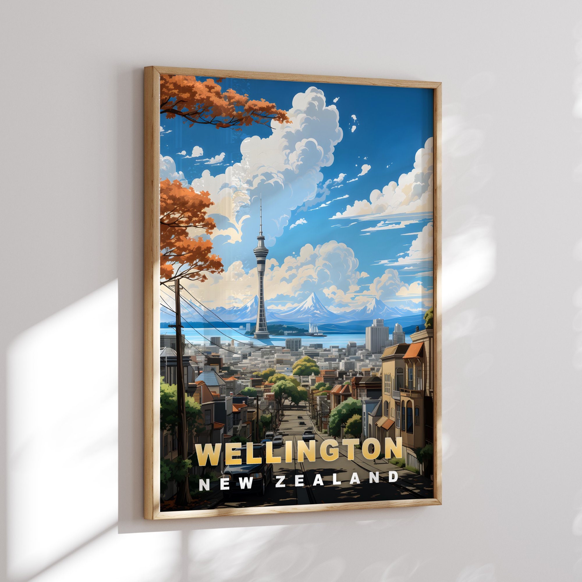 Wellington New Zealand Travel Poster: Retro City Art (digital Download ...