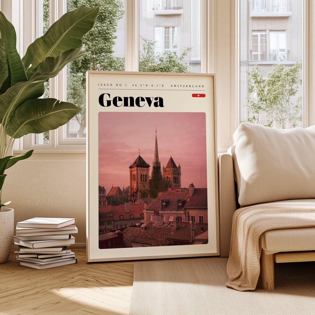 Geneva Travel Poster, Switzerland Digital Print, Modern Wall Art ...