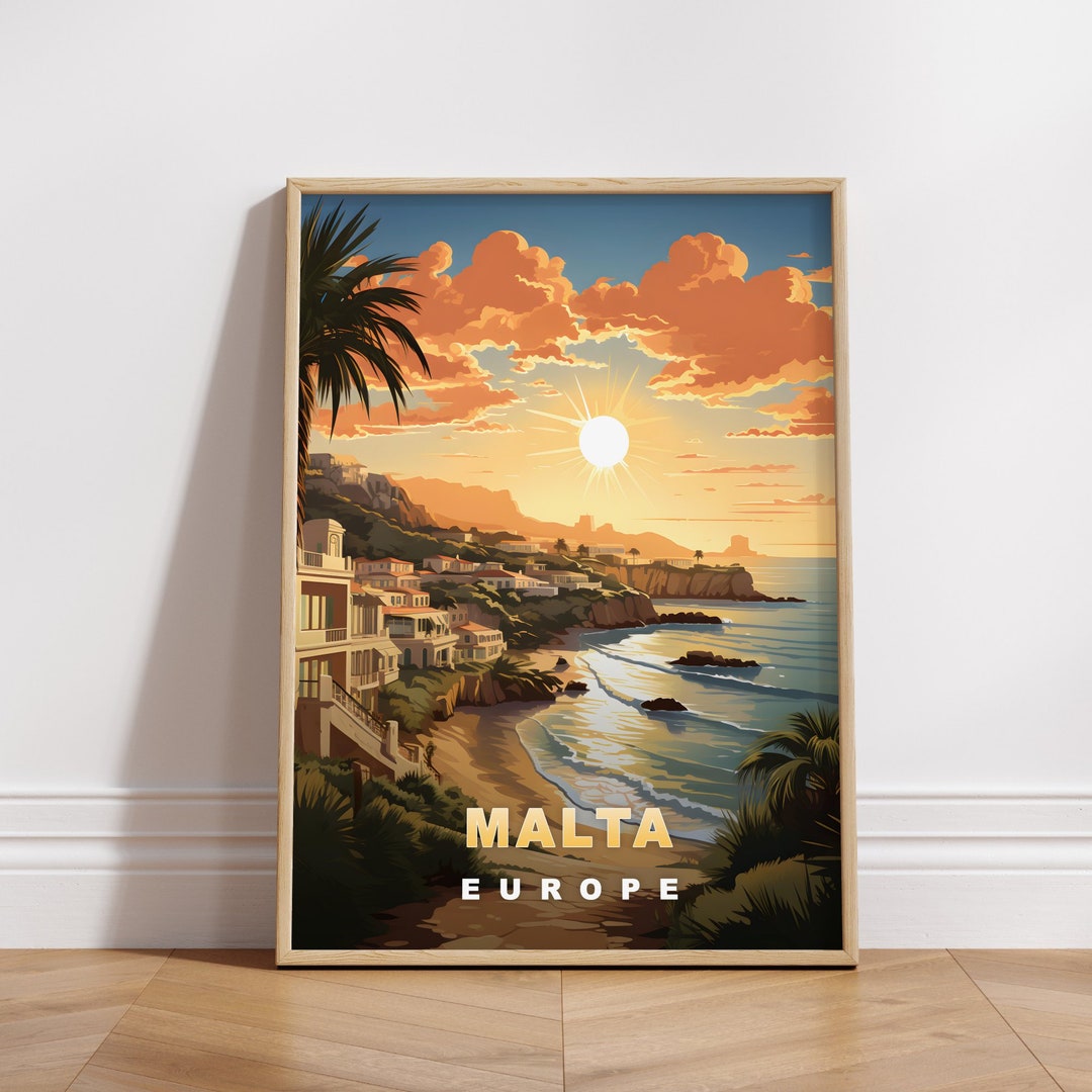 Malta Travel Poster: Retro Europe Wall Art (digital Download) - Etsy