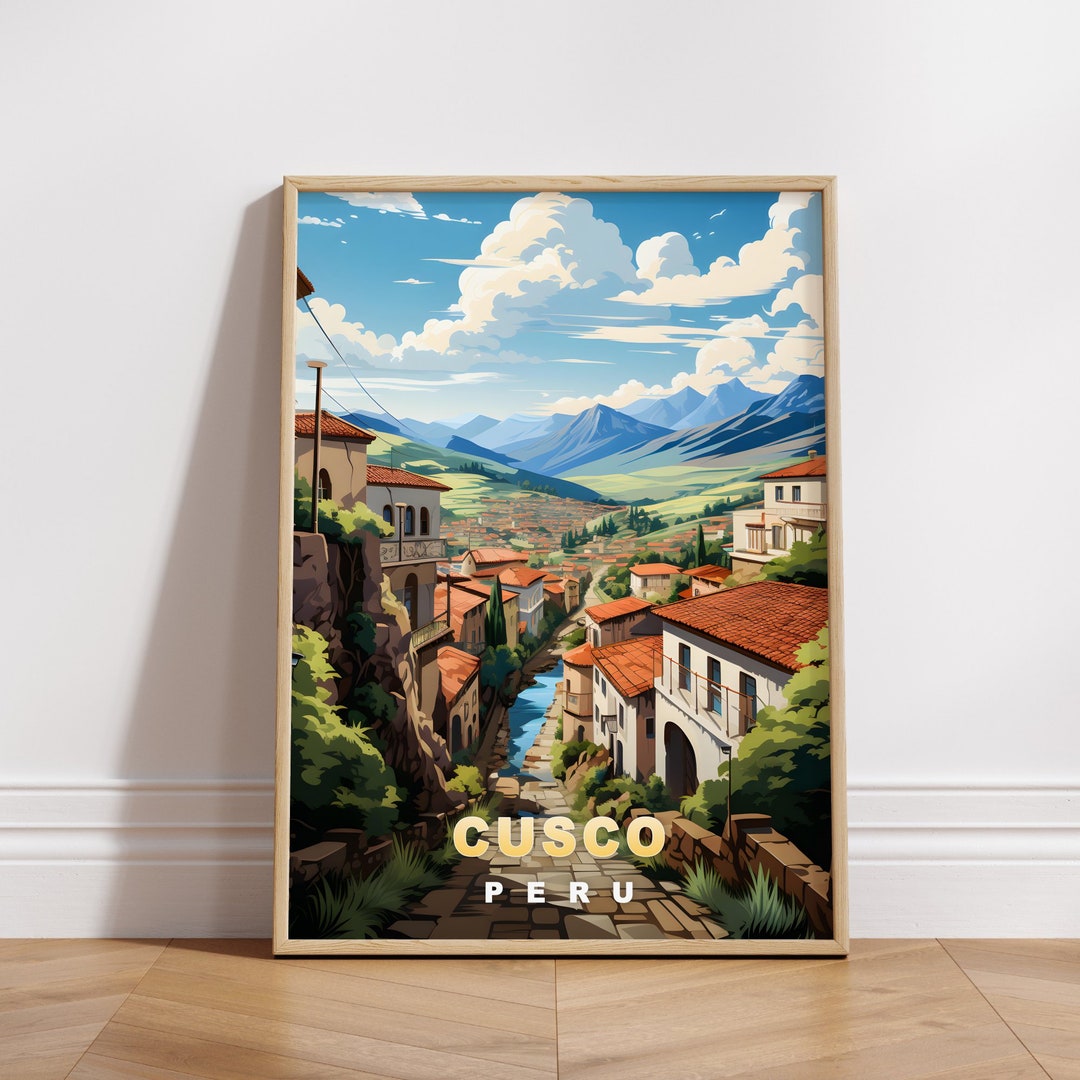 Cusco Travel Poster, Peru Digital Print, Retro Wall Art, Printable Wall ...