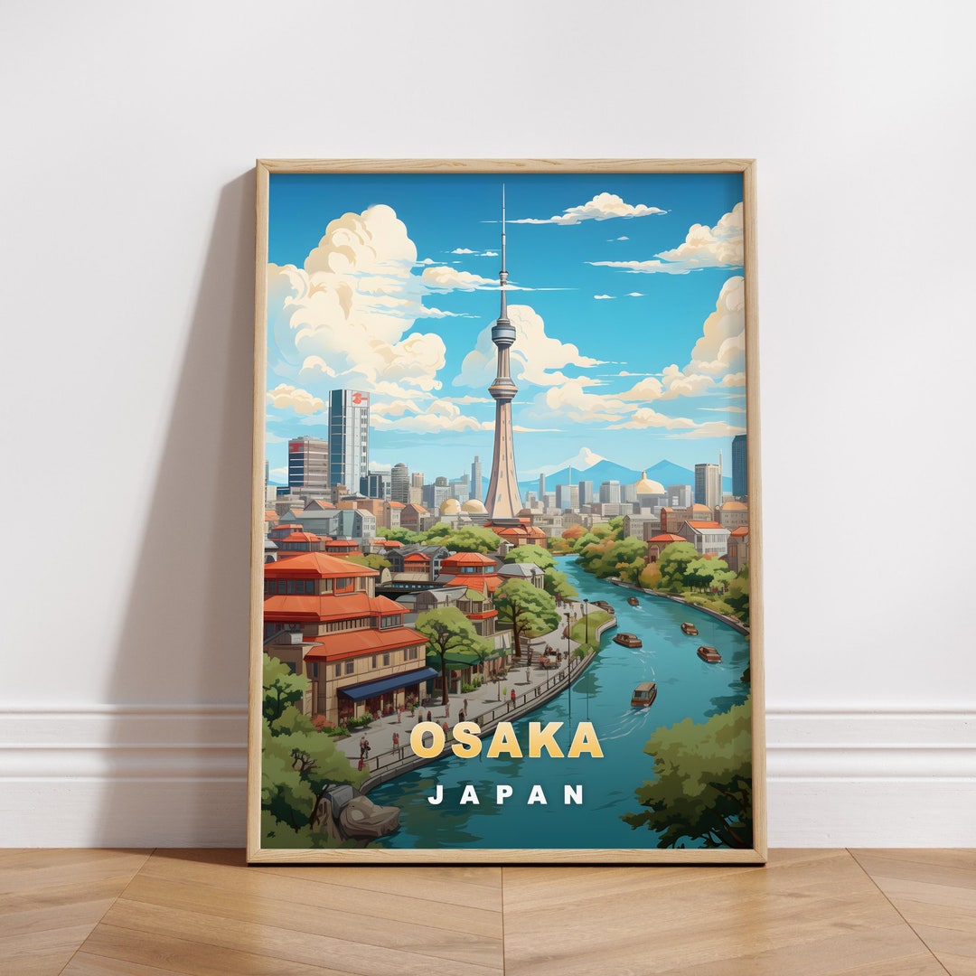 Osaka Travel Poster, Japan Digital Print, Retro Wall Art, Printable ...
