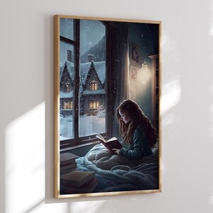 Hermione Reading Wizard Poster, Digital Gallery Wall Print, Printable ...