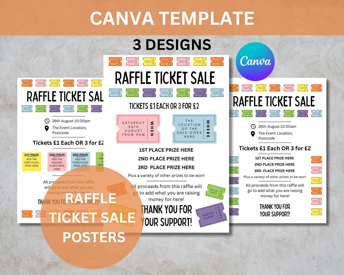 Raffle Ticket Sale Flyer, Event Raffle Flyer, Charity Raffle Poster ...