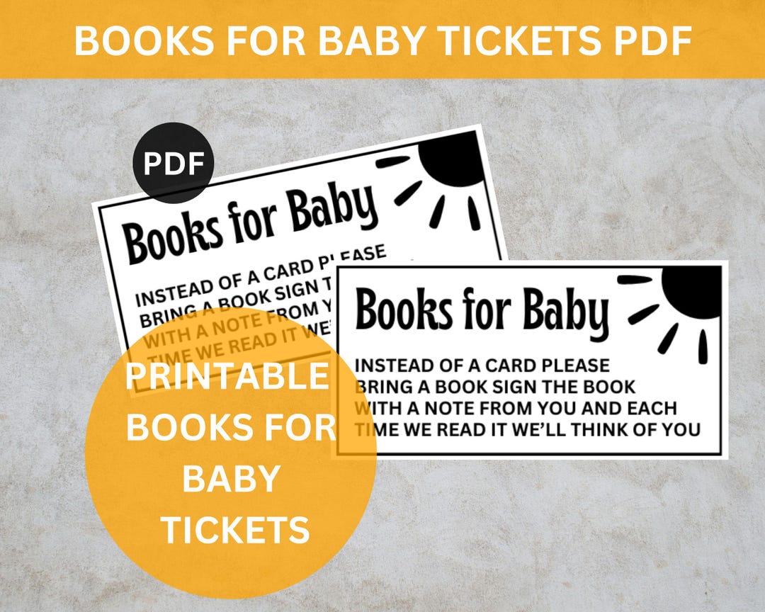 Printable Books for Baby Tickets, Baby Book Request Tokens, Baby Shower ...