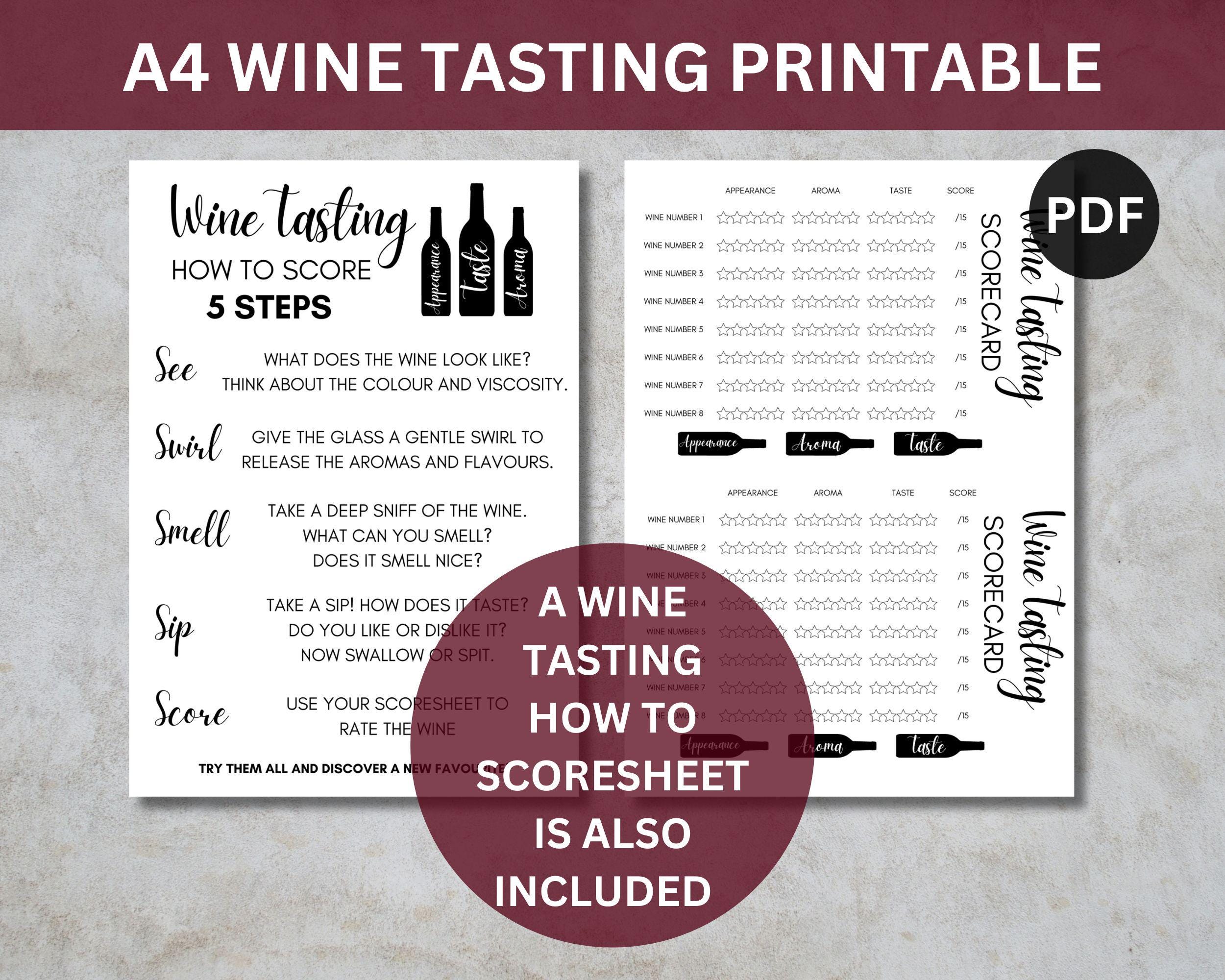 Printable Wine Tasting Kit Downloadable Wine Tasting Party Kit Wine ...