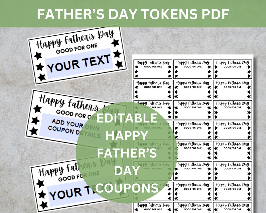 Editable Father's Day Coupon, Father's Day Ticket, Father's Day Token ...