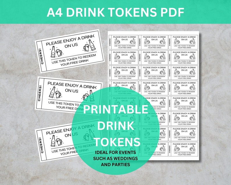 Printable Drink Token DIY Drink Voucher Free Wedding Drink - Etsy