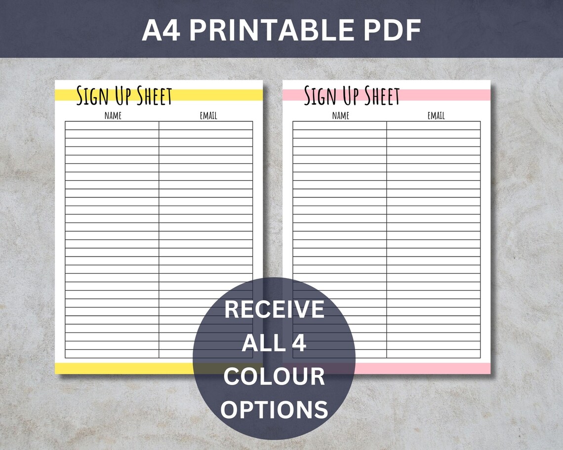 Editable Sign up Sheet Printable Event Sign up Sheet Template Sign up ...