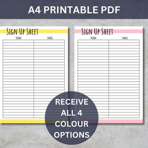 Editable Sign up Sheet Printable Event Sign up Sheet Template Sign up ...