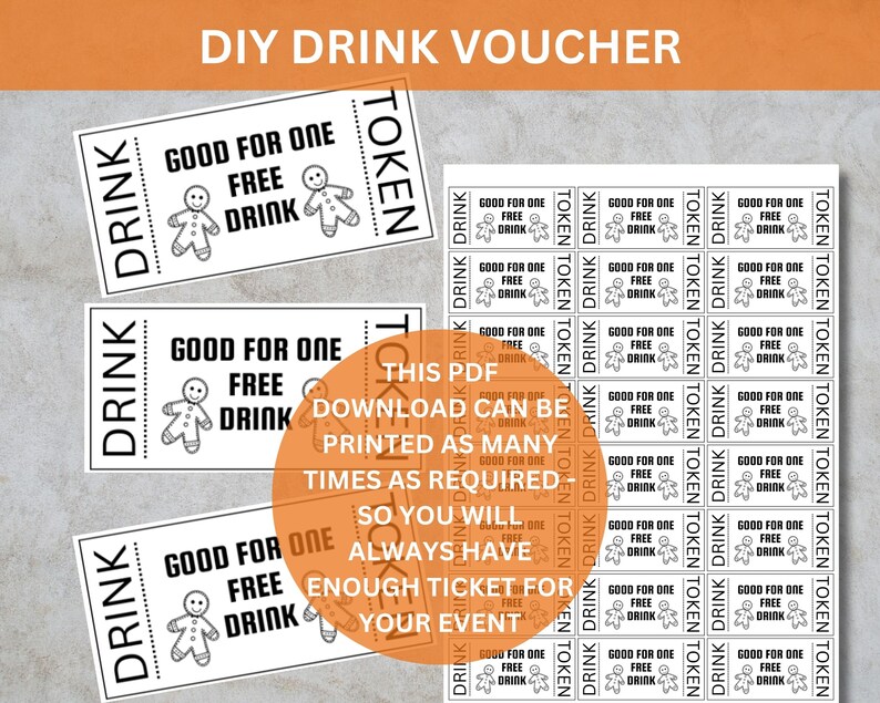Printable Christmas Drink Tokens, Christmas Party Voucher, Christmas ...