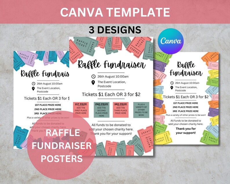 Raffle Fundraiser Flyer, Event Raffle Flyer, Charity Raffle Poster ...