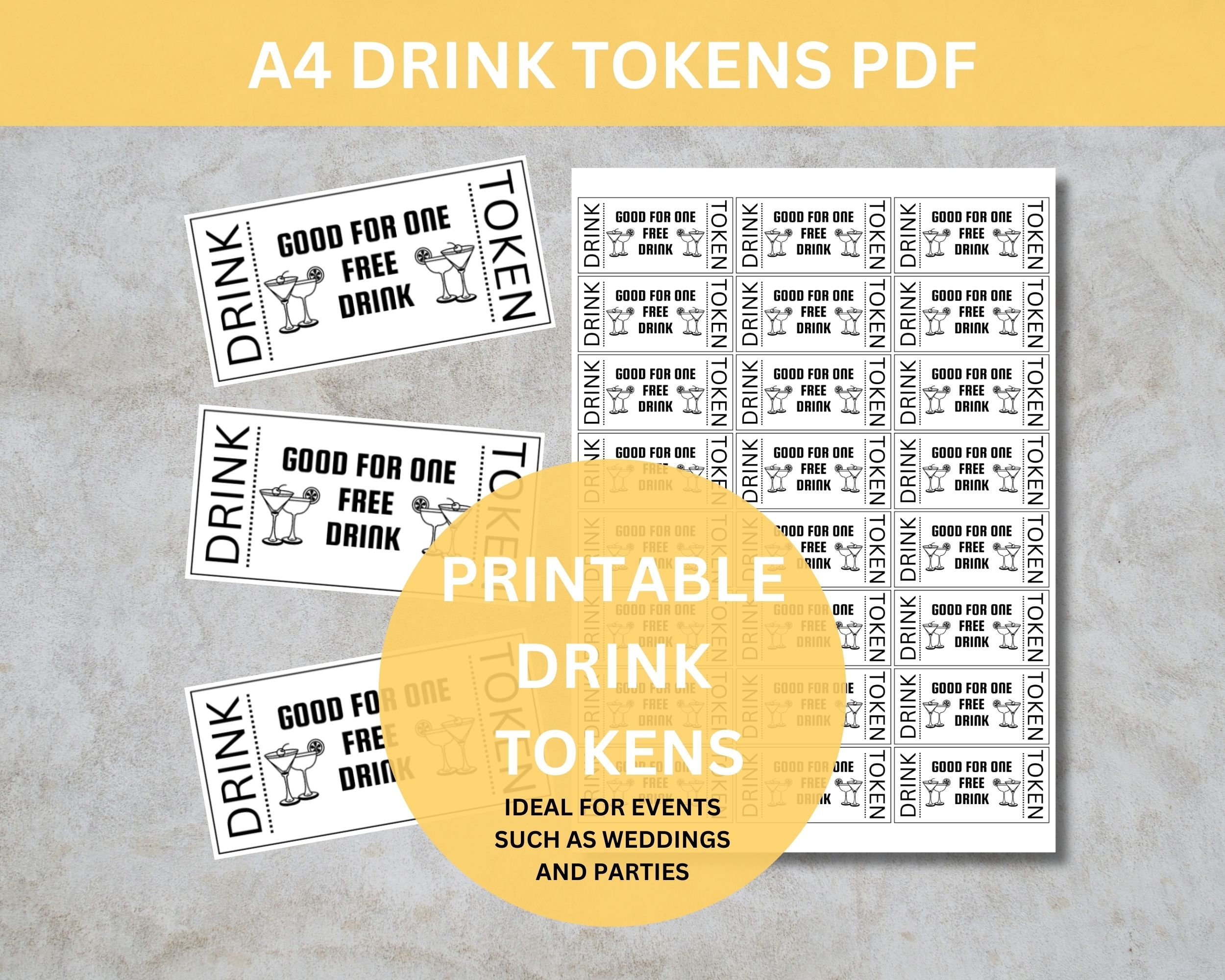 Printable Drink Tokens for Your Event Wedding Drink Tickets - Etsy