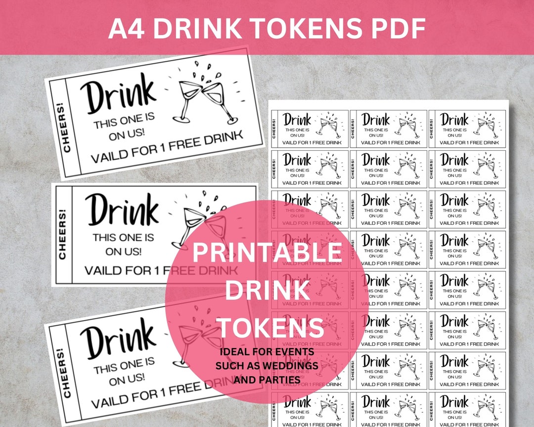 Printable Drink Tokens PDF Party Favour Wedding Tokens Drink - Etsy