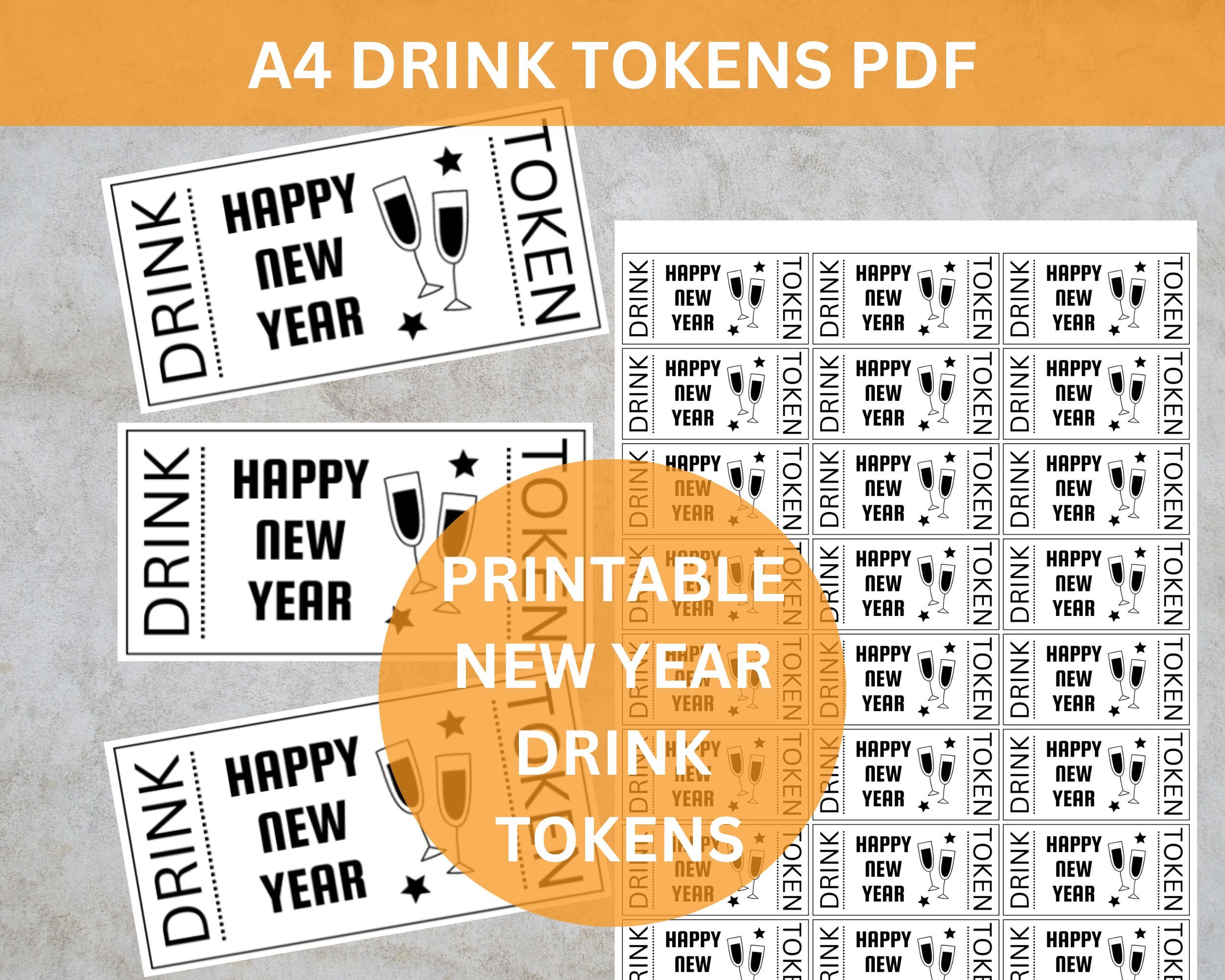 Printable New Year Drink Tokens New Year Party Voucher New - Etsy