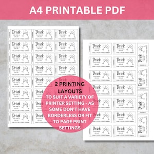 Printable Wedding Drink Tokens: A4 PDF (free Drink) - Etsy