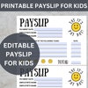 Editable Payslip for Kids, Printable Kids Paycheck, Kids Reward System ...