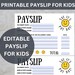 Editable Payslip for Kids, Printable Kids Pay Cheque, Chore Chart for ...