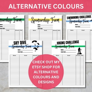 Printable Sponsorship Form for Charity Events Sponsor Sheet Downloadable Fundraising Form ...