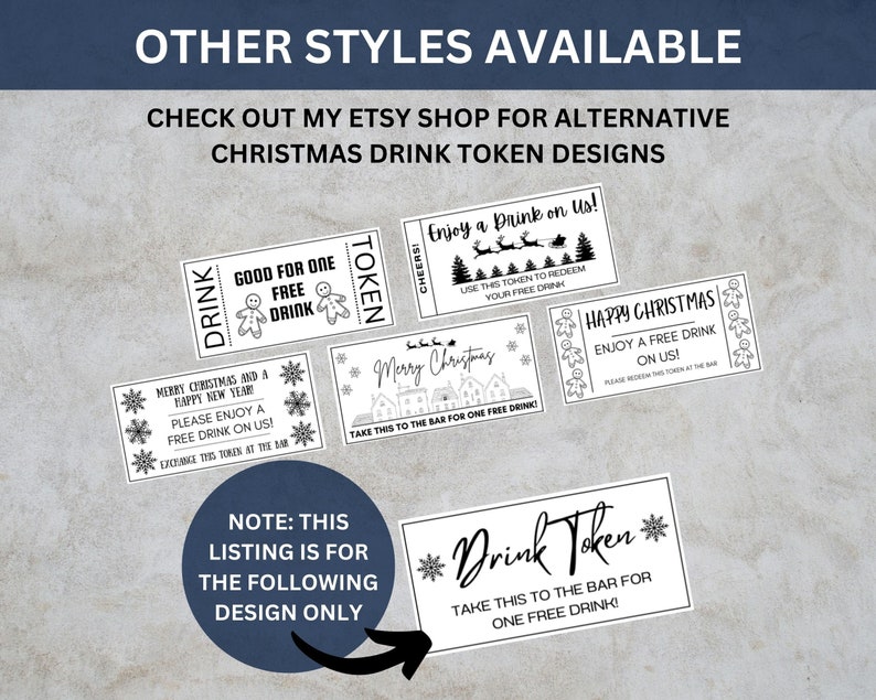 Printable Christmas Drink Tokens, Christmas Drink Voucher, Christmas ...