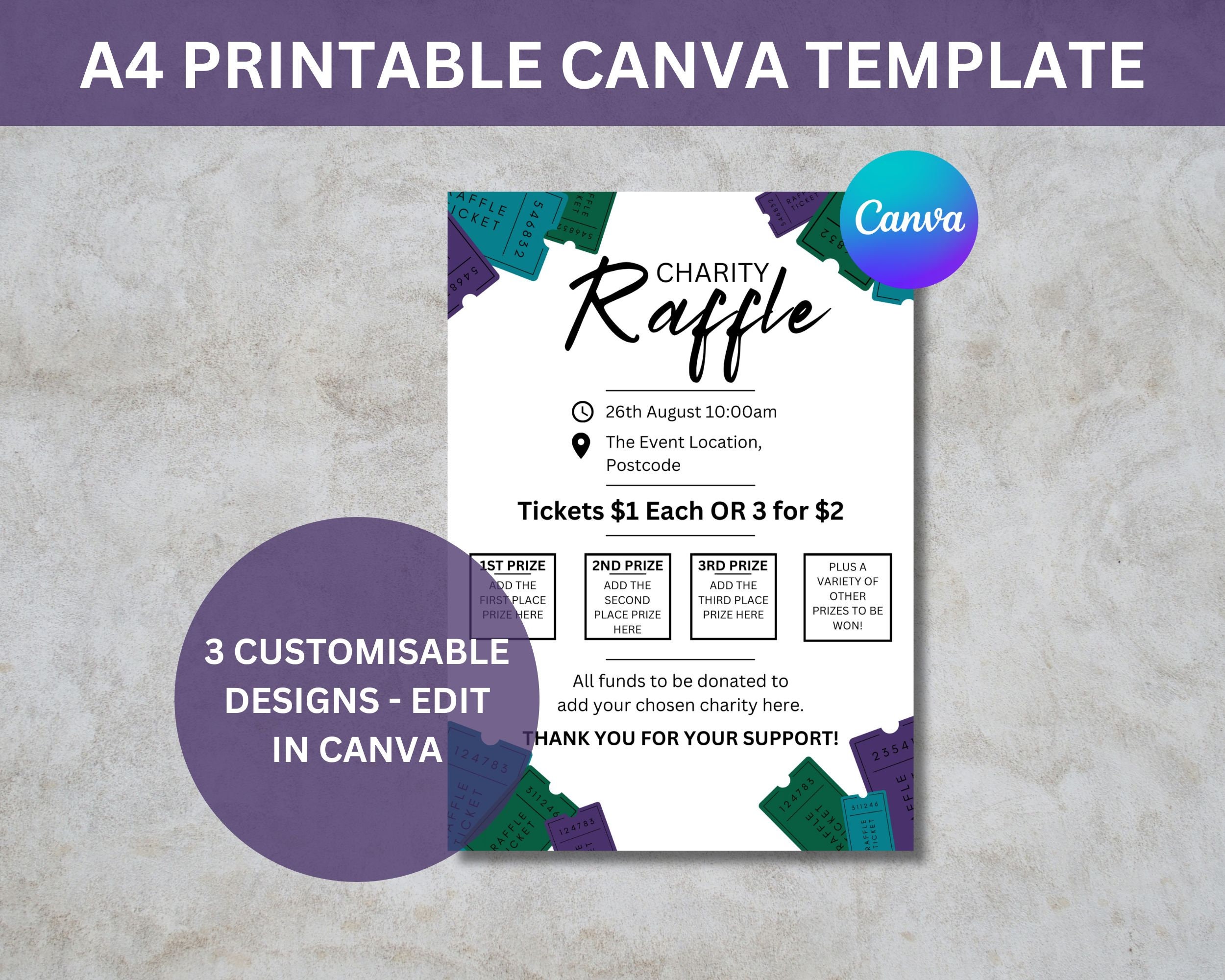 Charity Raffle Flyer, Event Raffle Flyer, Charity Raffle Poster, Event ...