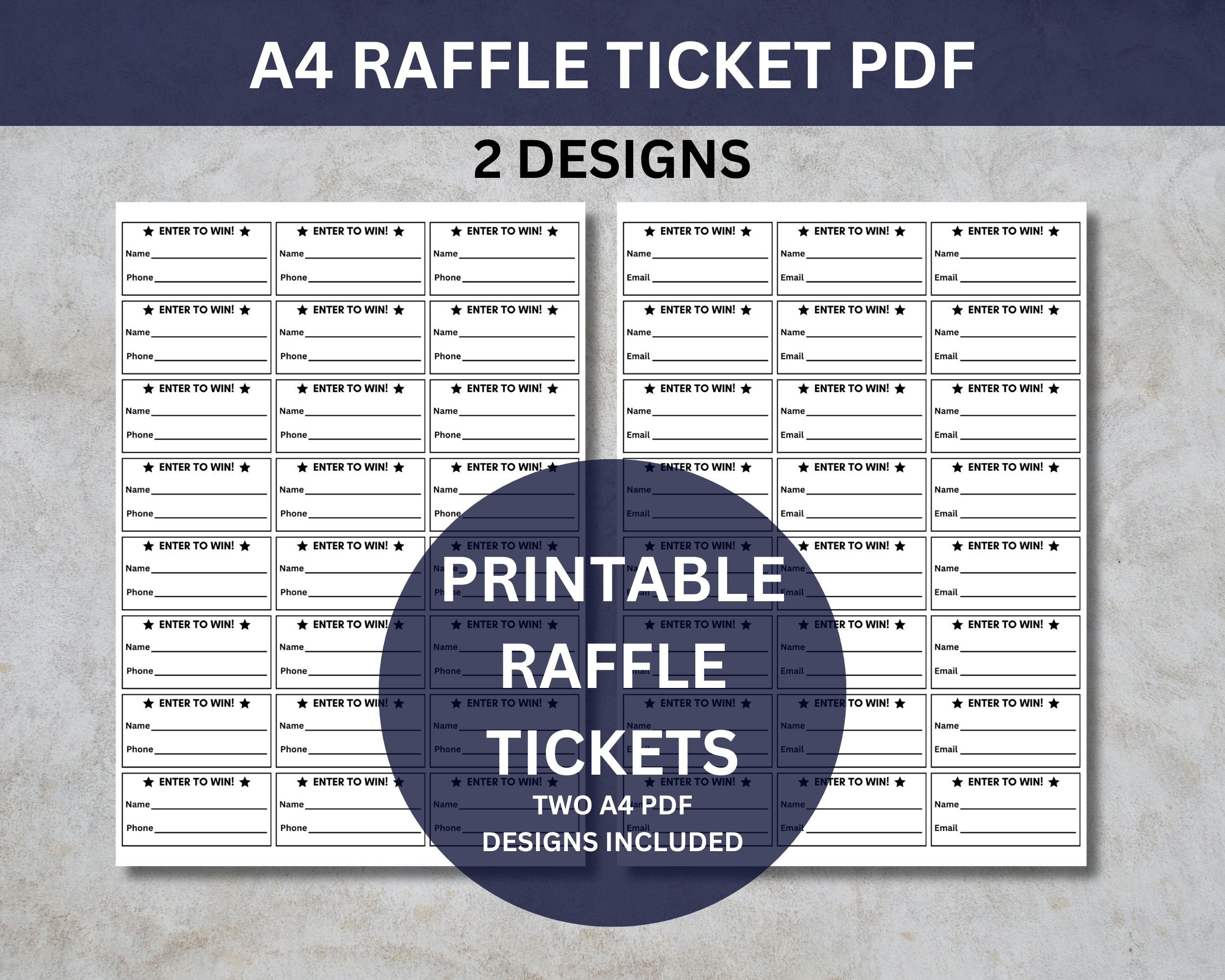 Printable Raffle Tickets, PDF Fundraiser Entry, Enter to Win Ticket ...