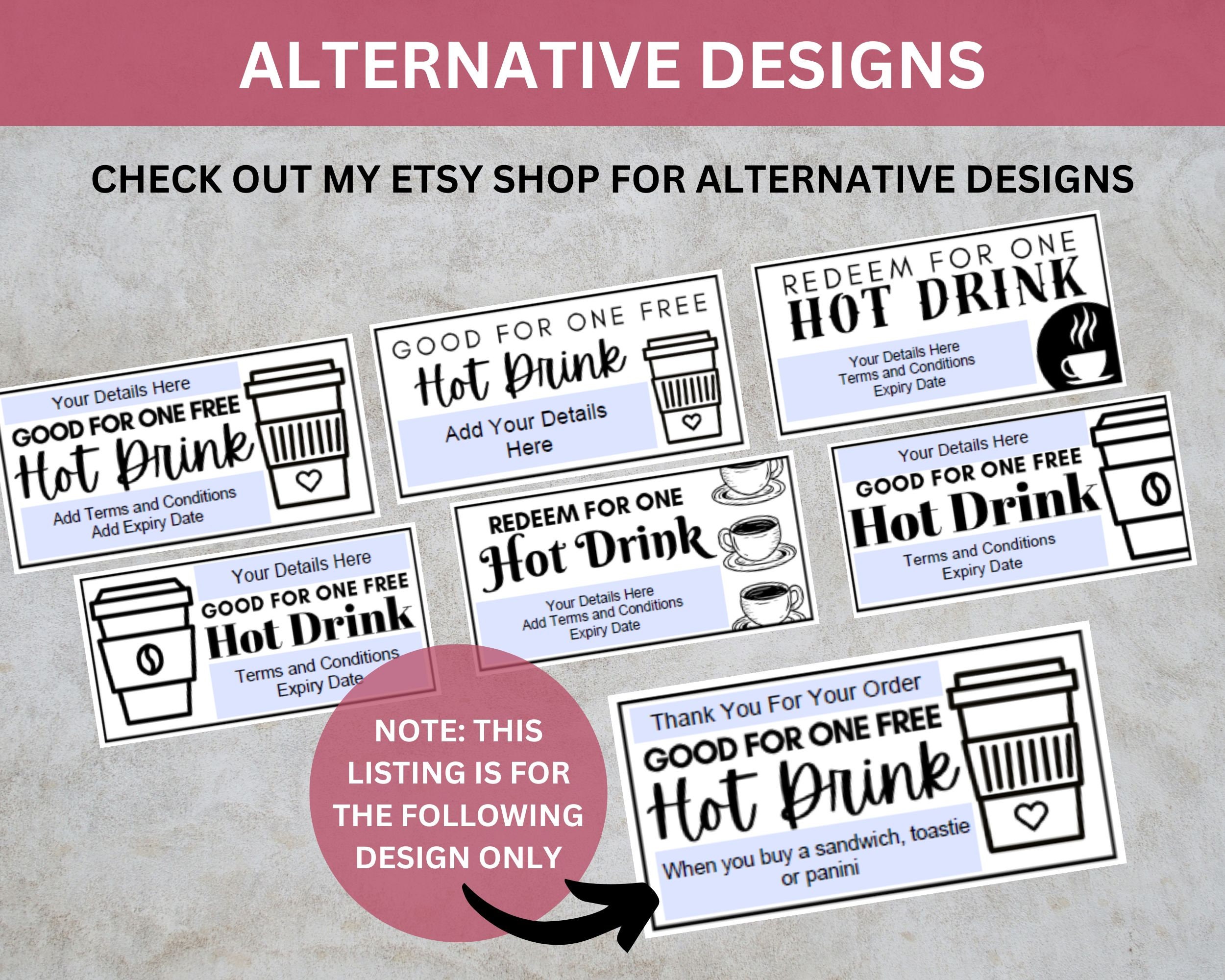 Printable Free Hot Drink Token Sheet: Fillable PDF Voucher - Etsy