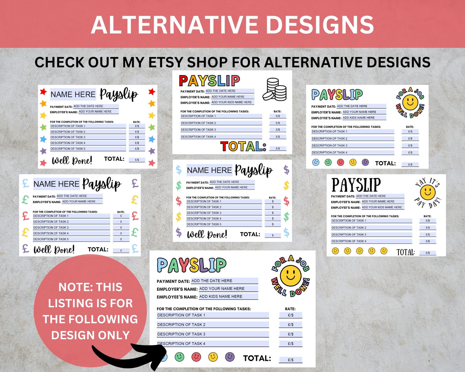 Editable Payslip for Kids, Printable Kids Paycheck, Kids Reward System ...