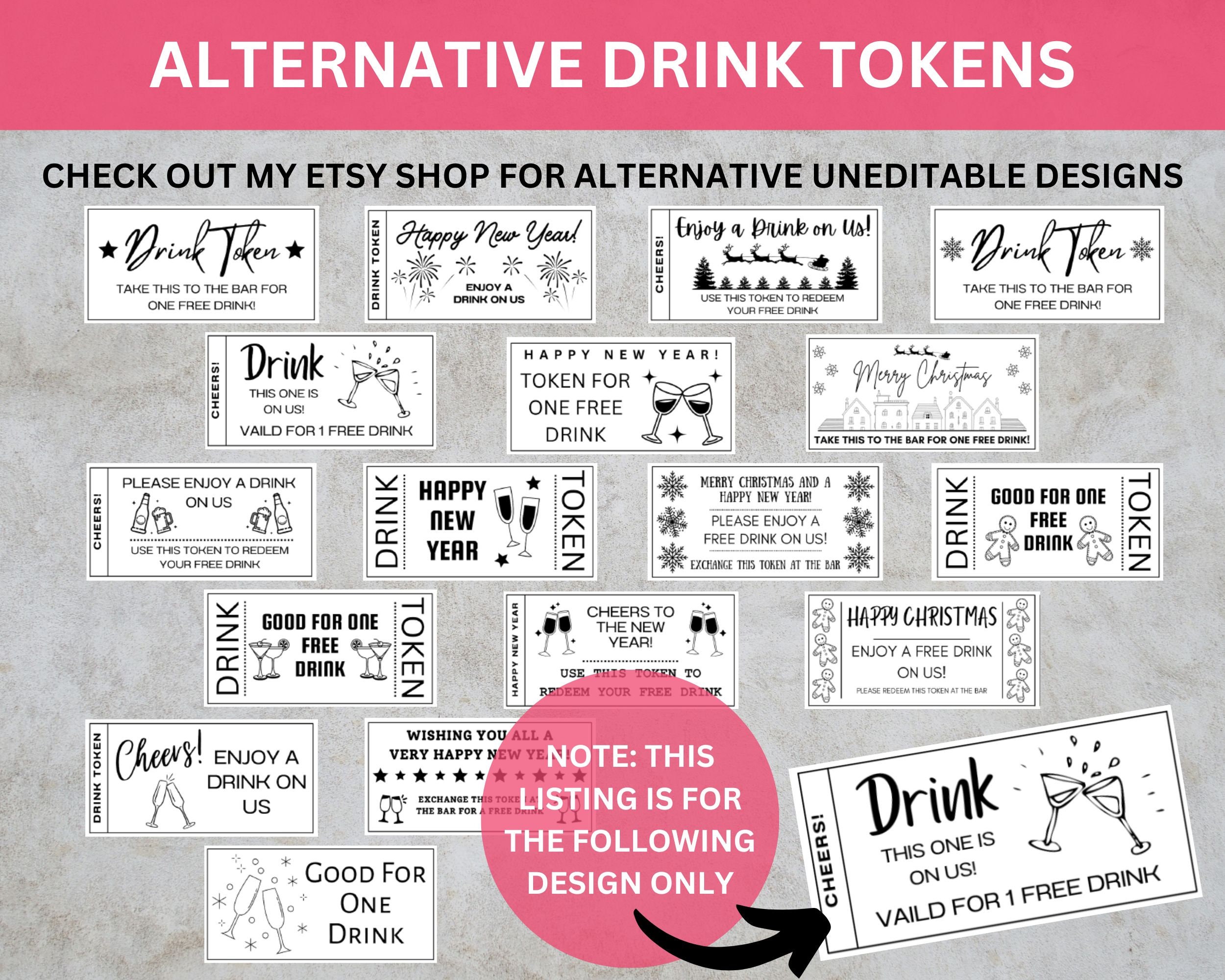 Printable Drink Tokens PDF, Wedding Drink Tickets, Free Drink Ticket ...
