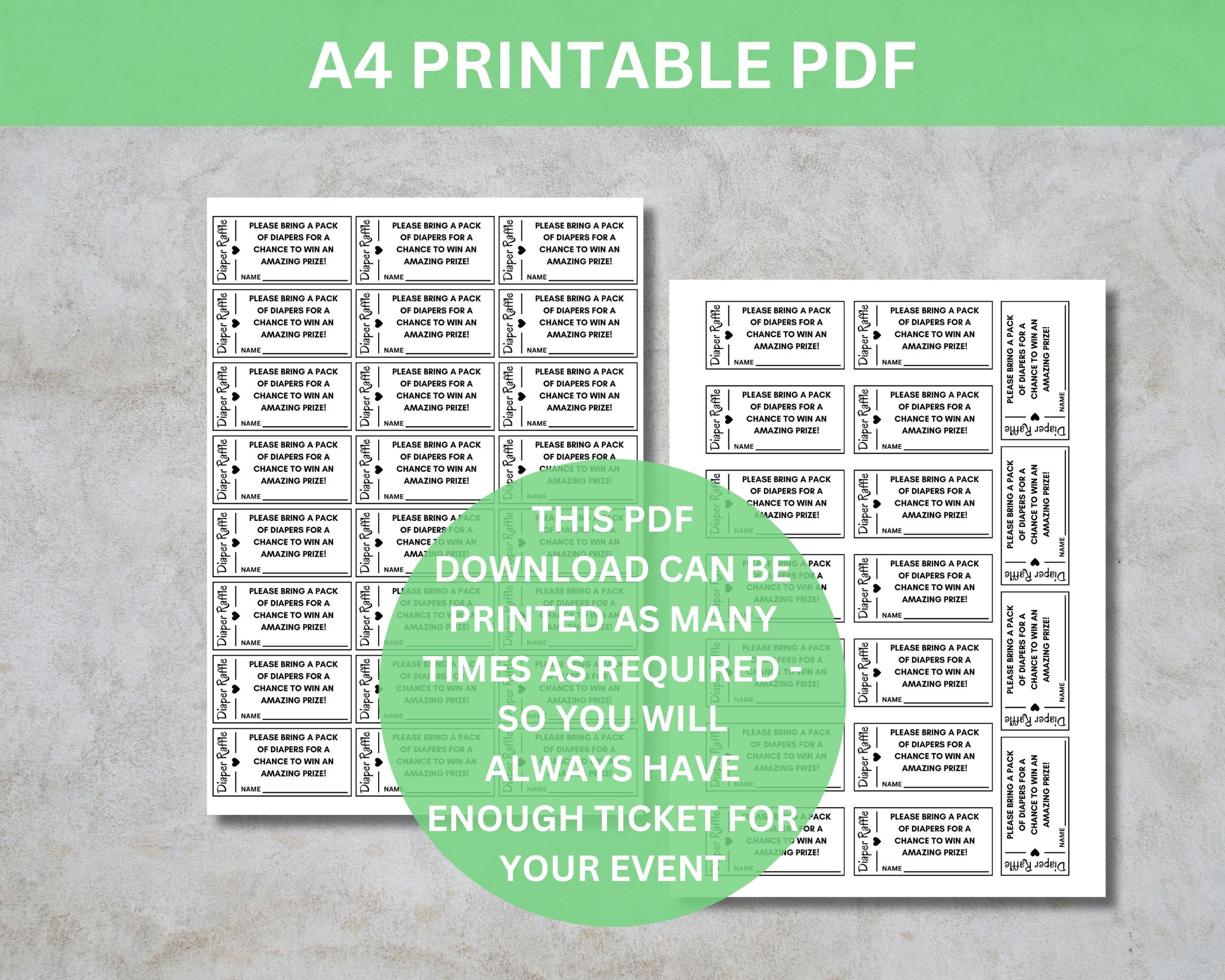 Printable Baby Diaper Raffle Ticket, Baby Diaper Raffle, Baby Shower ...