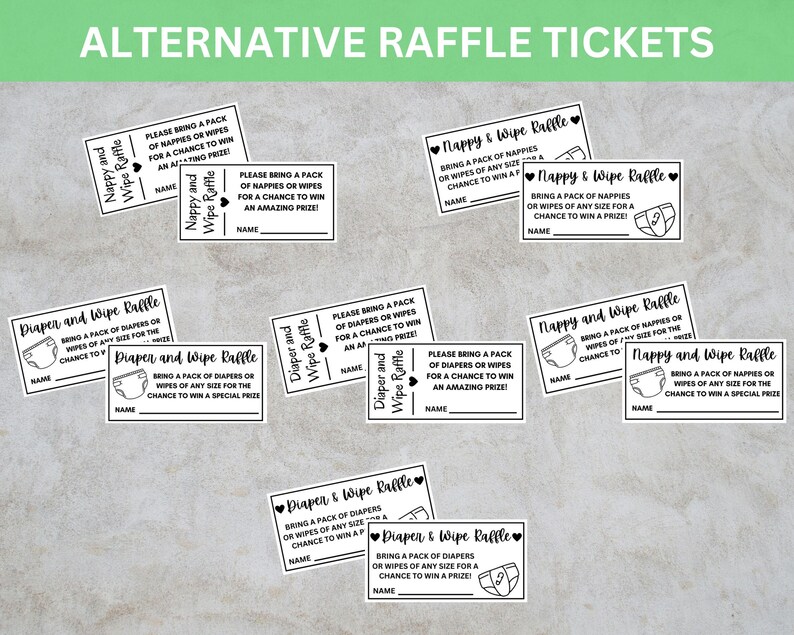 Printable Baby Diaper Raffle Ticket, Baby Diaper Raffle, Baby Shower ...