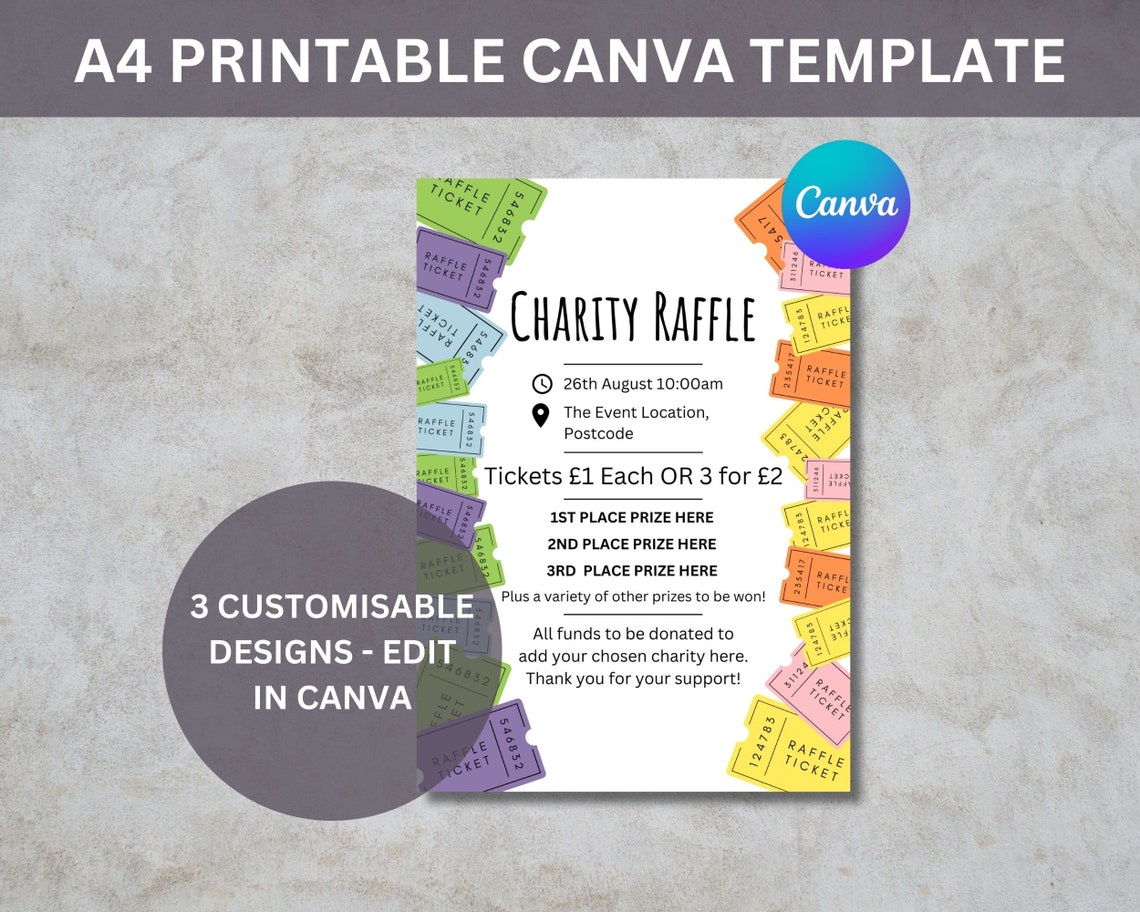 Charity Raffle Flyer, Event Raffle Flyer, Charity Raffle Poster, Event ...